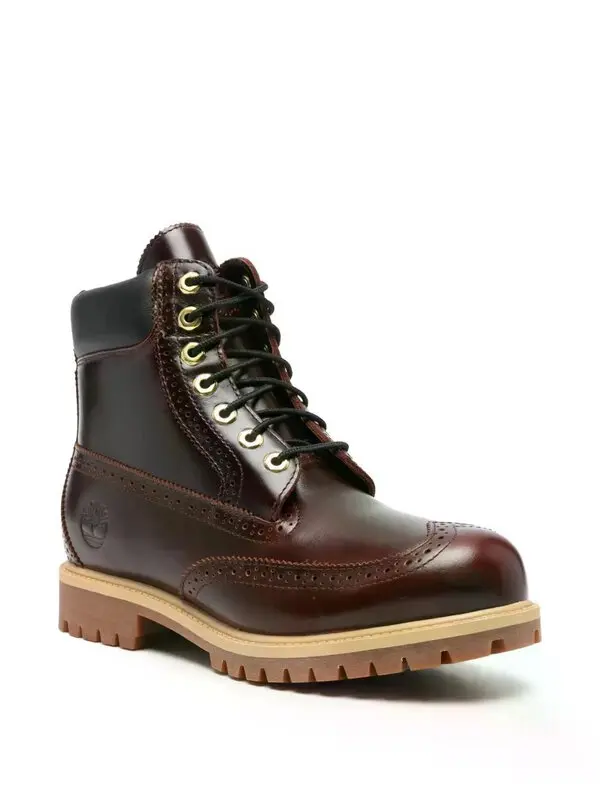 Timberland Brogue-detail Leather Boots - Red