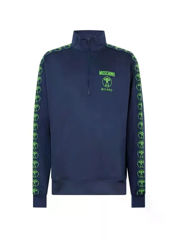 Moschino Logo-embroidered Half-zip Sweatshirt - Blue