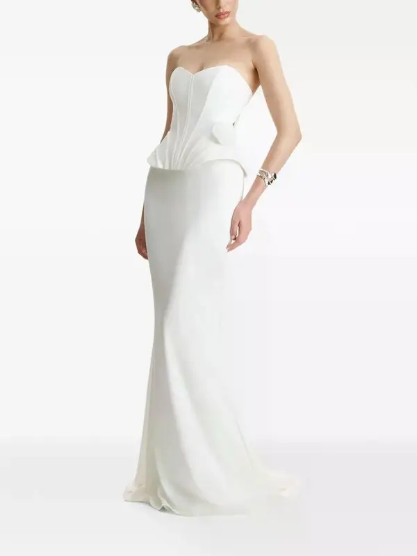 BENEDETTO Floral-brooch Peplum Corset Top