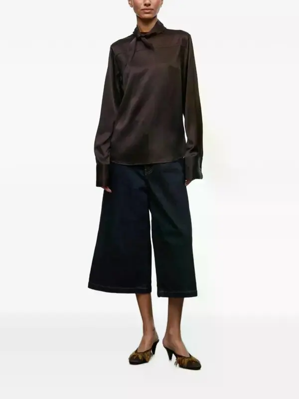 Staud Rhodes Pussy-bow Button-back Blouse