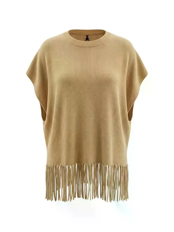 Patrizia Pepe Fringe-trim Knitted Poncho