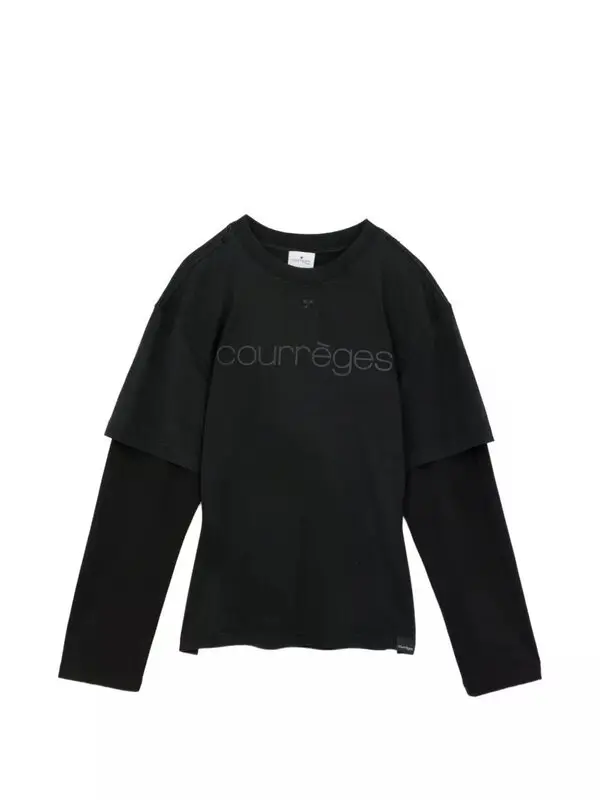 COURREGES Logo-print Layered T-shirt - Black