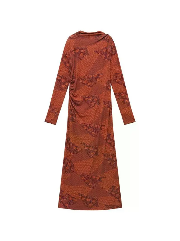 Malìparmi Mosaic-motif Draped Midi Dress - Red