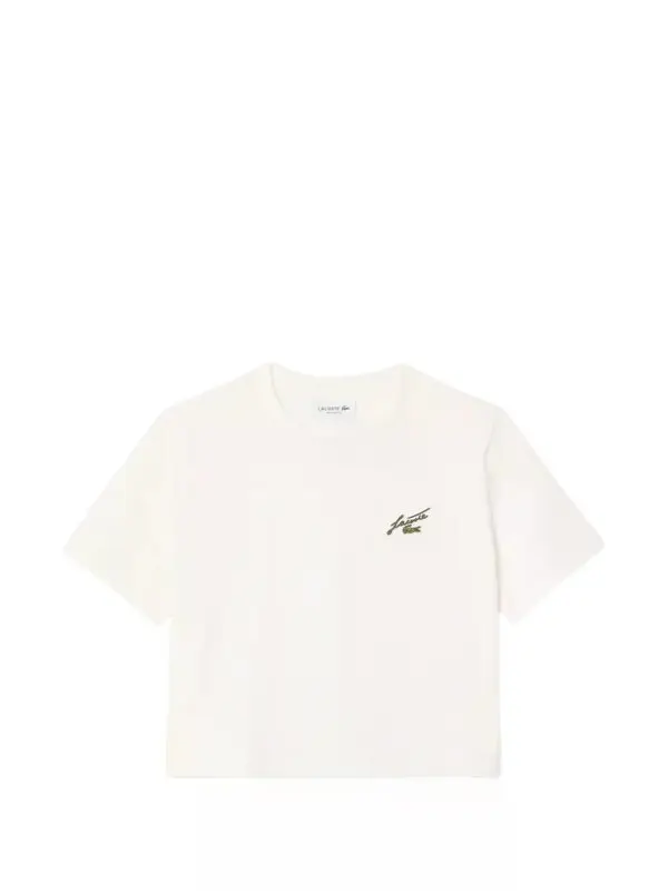 Lacoste Logo-appliqué Cropped T-shirt - Neutrals