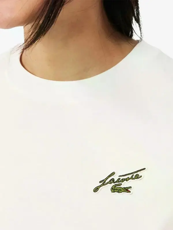 Lacoste Logo-appliqué Cropped T-shirt - Neutrals