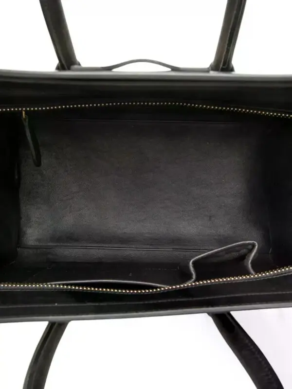 Celine 2014 Mini Bicolor Canvas And Leather Luggage Tote Bag - Brown