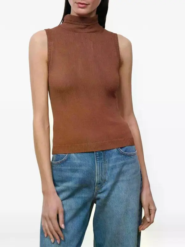 Staud Montclair Sleeveless Roll-neck Tank Top