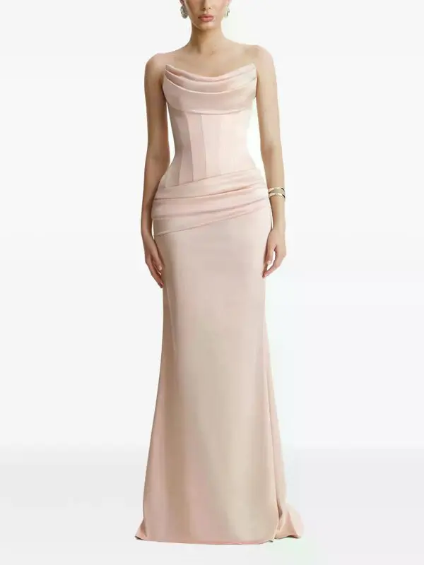 BENEDETTO Draped Corset Maxi Evening Dress