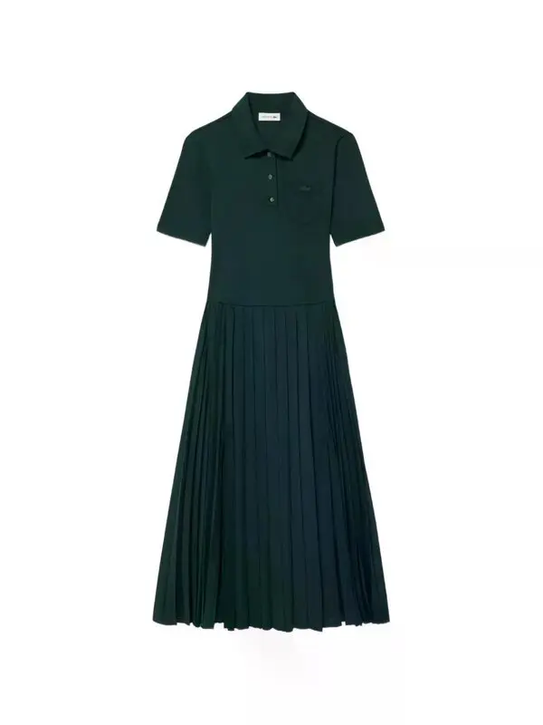 Lacoste Logo-patch Pleated Maxi Polo Dress