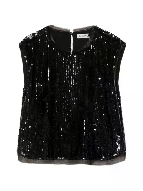 Simkhai Sequin-embellished Sleeveless Top - Black
