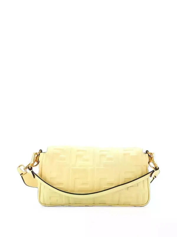 Fendi Baguette Nm Bag Zucca Embossed Leather Medium Crossbody Bag