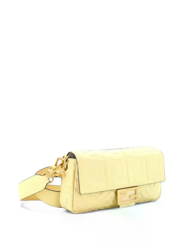 Fendi Baguette Nm Bag Zucca Embossed Leather Medium Crossbody Bag