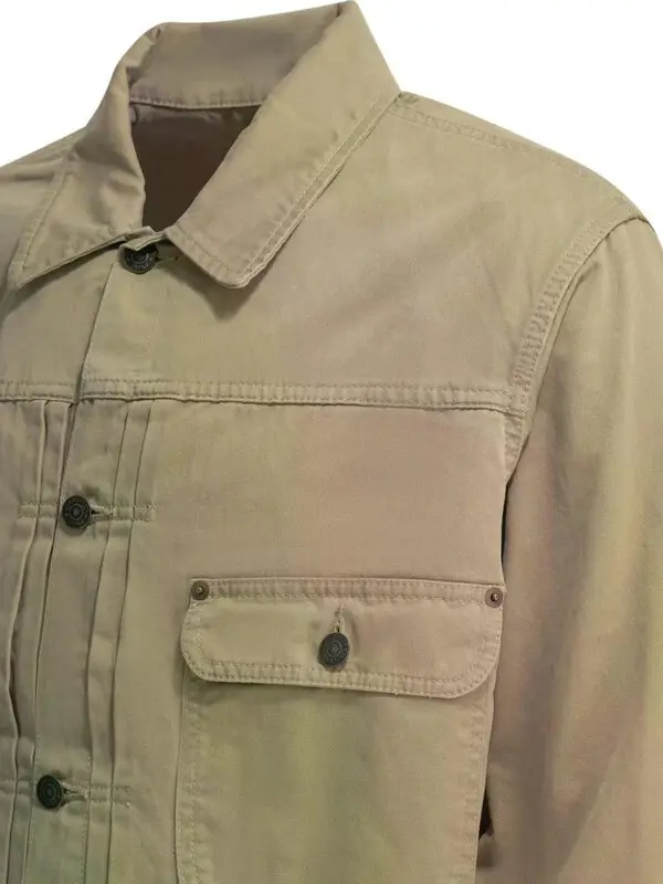 BEAMS Pleated-detail Denim Jacket
