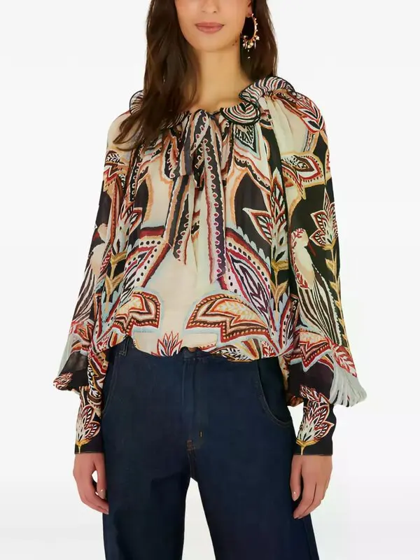 Farm Rio Tapestry Dream Ruffled Blouse