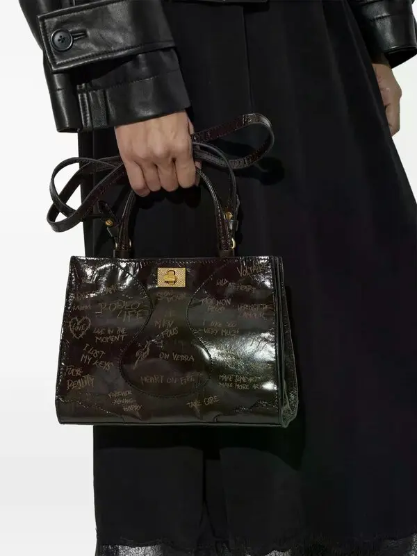 Zadig&Voltaire Graffiti-print Leather Tote Bag - Brown