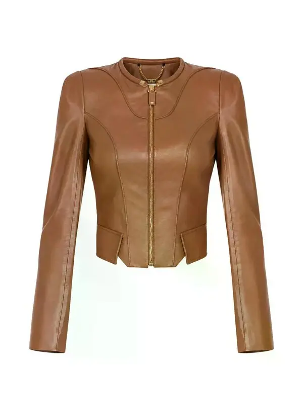 Elisabetta Franchi Leather Jacket - Brown