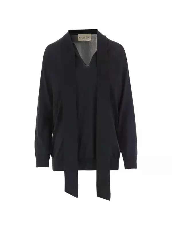 Valentino Garavani Scarf-detail Wool Jumper - Black
