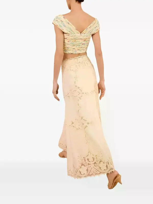 Ulla Johnson Fleur Lace-panelled Linen Midi Skirt