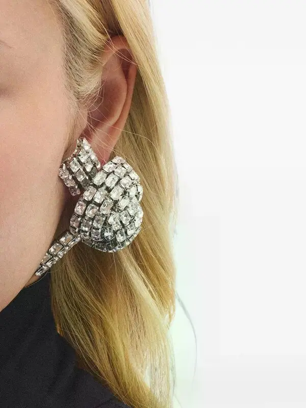 AREA Crystal-pavé Knot Earrings