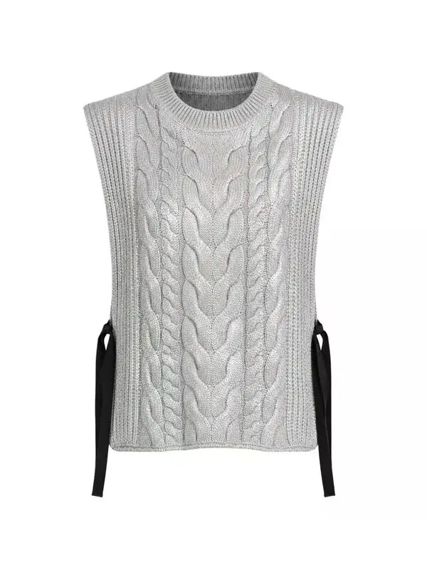 Liviana Conti Cable-knit Side-tie Vest - Grey