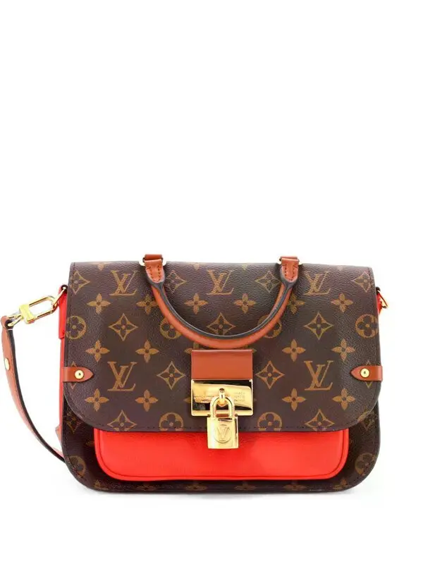 LOUIS VUITTON Vaugirard Handbag Monogram Canvas With Leather Satchel - Red