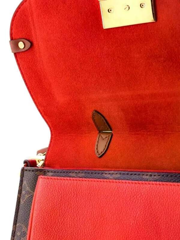 LOUIS VUITTON Vaugirard Handbag Monogram Canvas With Leather Satchel - Red