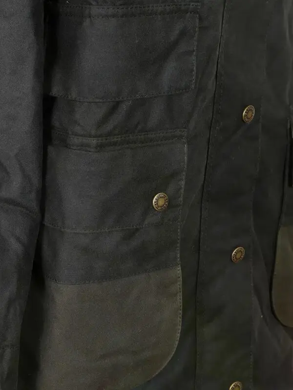 Barbour Modern Border Corduroy-collar Waxed Coat - Green