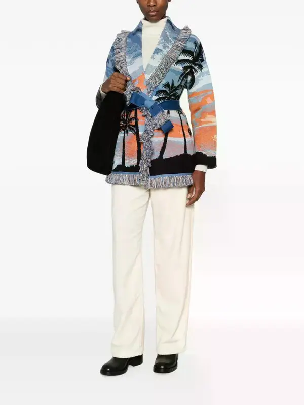 Alanui Fringe-trimmed Palm-print Cardigan