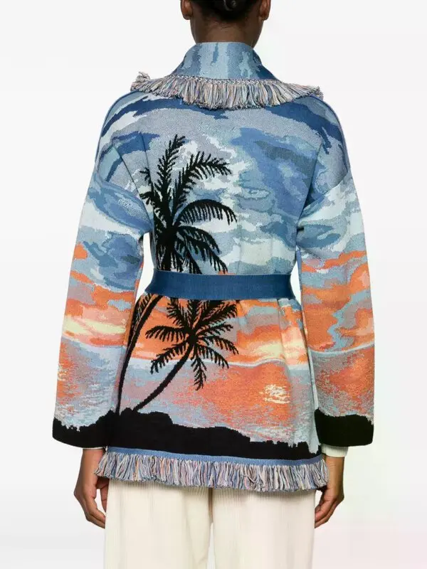 Alanui Fringe-trimmed Palm-print Cardigan