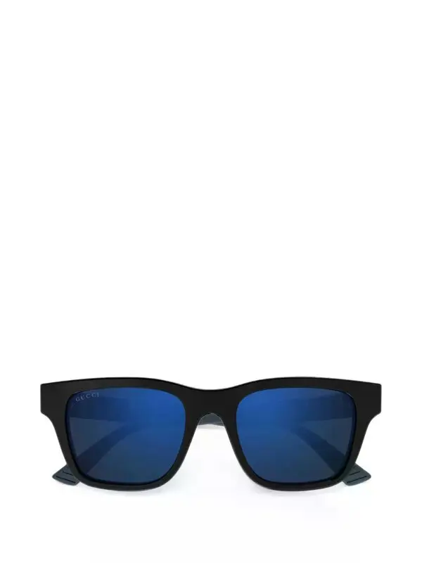 Gucci Logo-plaque Square-frame Sunglasses - Black