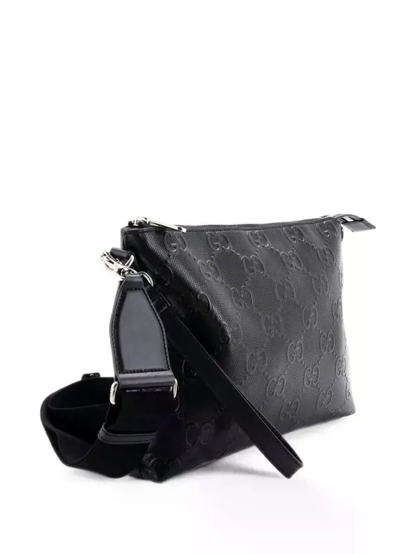 Gucci Convertible Messenger Bag Gg Embossed Perforated Leather Medium Clutch Bag