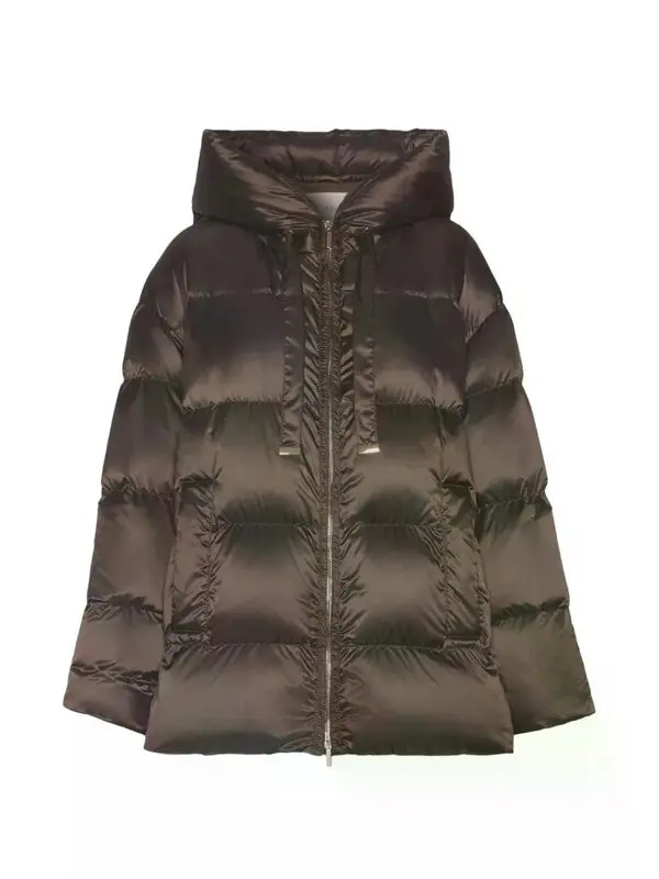 Max Mara Short Roomy Puffer Jacket In Water-repellent Plain-weave Fabric Dark - Brown