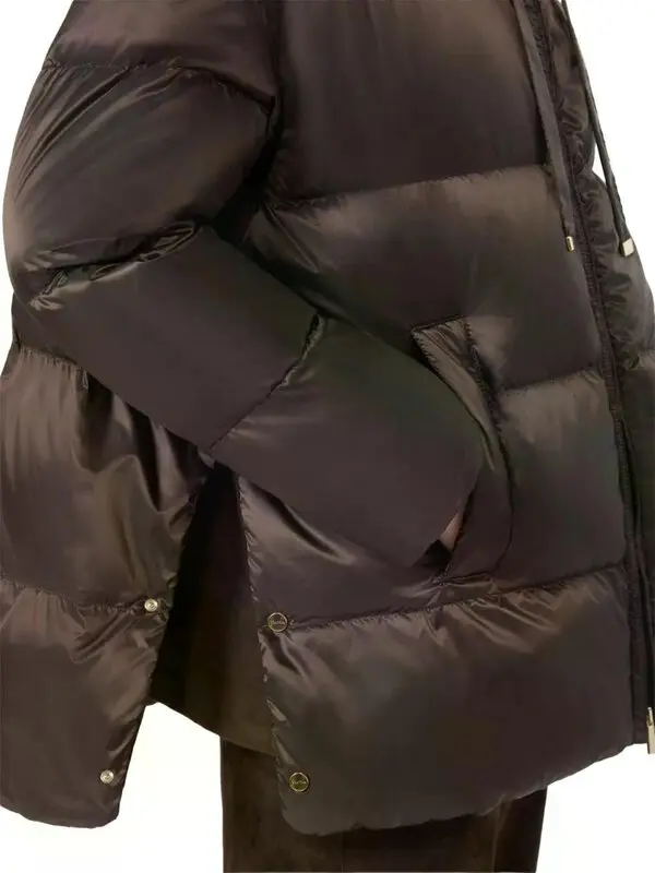 Max Mara Short Roomy Puffer Jacket In Water-repellent Plain-weave Fabric Dark - Brown