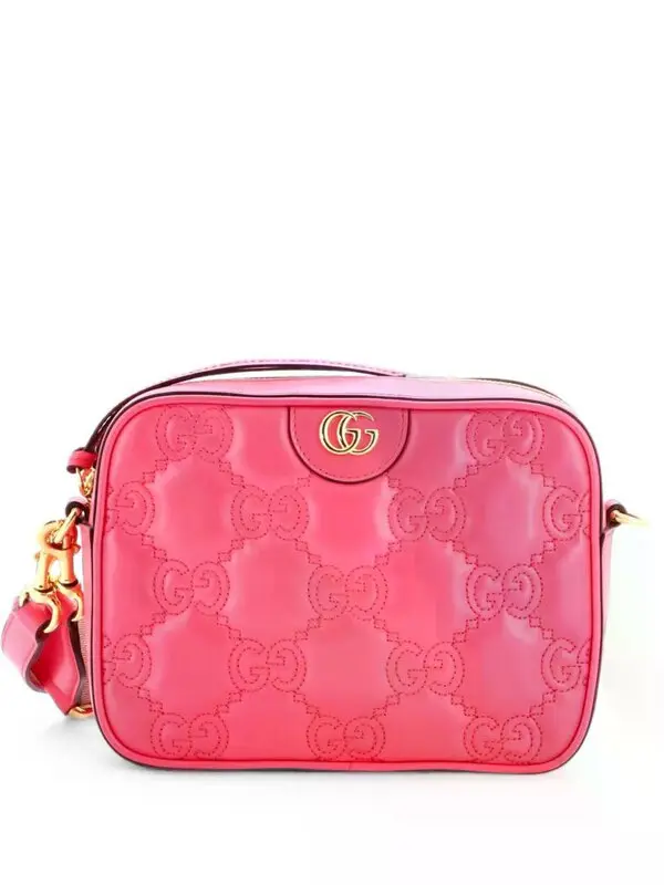 Gucci Zip Camera Bag Gg Matelasse Leather Small Shoulder Bag - Pink
