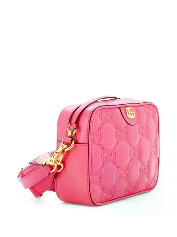 Gucci Zip Camera Bag Gg Matelasse Leather Small Shoulder Bag - Pink
