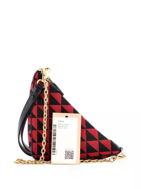 Prada Symbole Triangle Bag Leather And Jacquard Mini Shoulder Bag