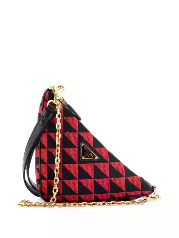 Prada Symbole Triangle Bag Leather And Jacquard Mini Shoulder Bag