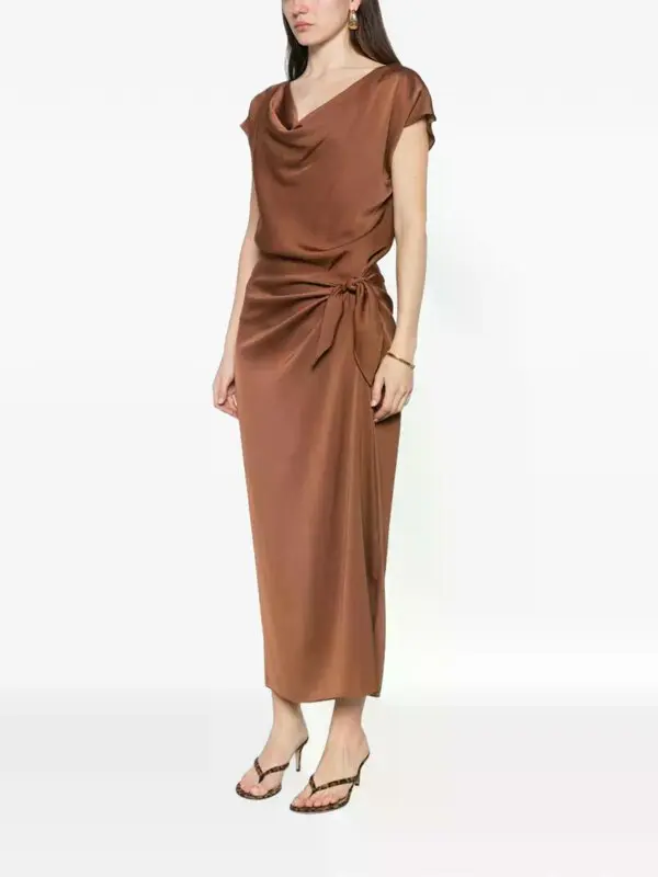 NOUVELLE SILK95FIVE French Tie Silk Skirt - Brown