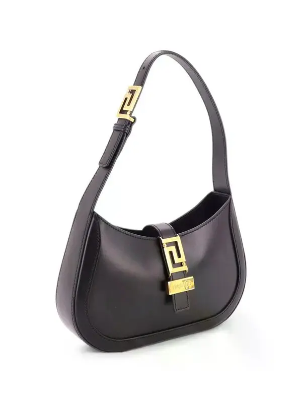 Versace Greca Goddess Hobo Bag Leather Small Shoulder Bag - Black