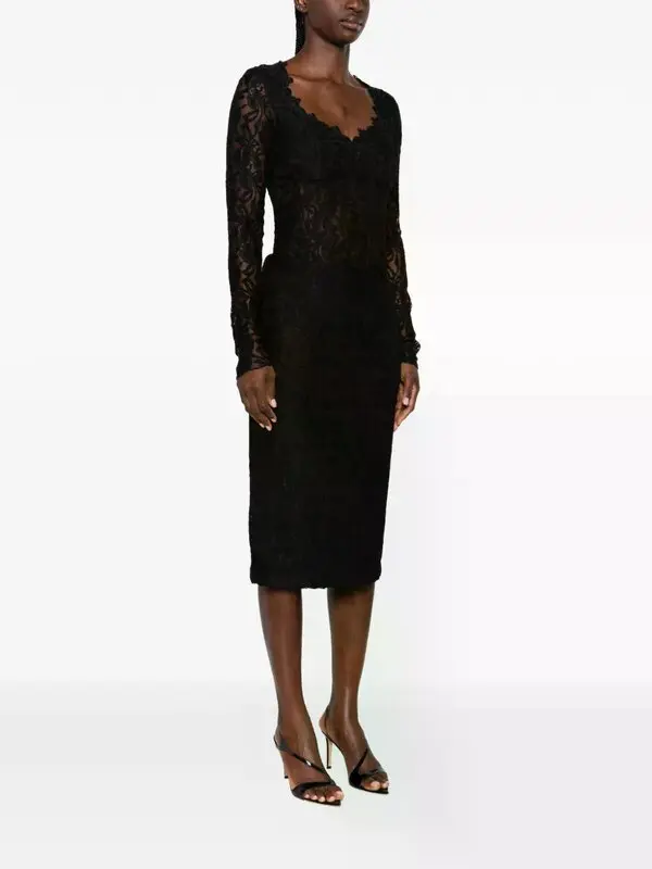 ALESSANDRO LEGORA Lace-overlay Midi Dress