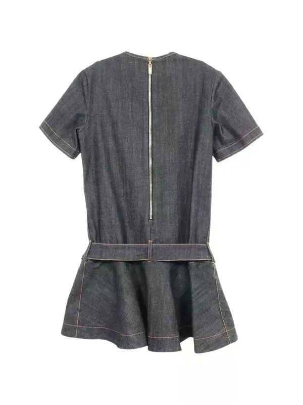 LOUIS VUITTON 2000s V-stitch Denim Mini Dress - Grey