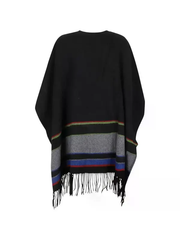 FAY Hook-fastening Fringed Cape Jacket - Black