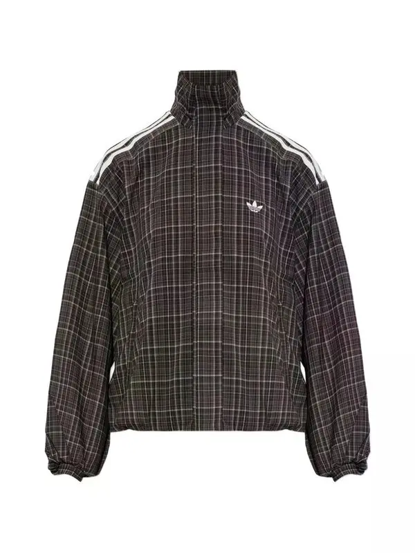Adidas Check-pattern High-neck Track Jacket