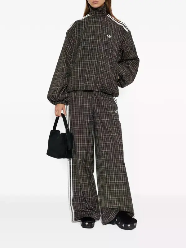 Adidas Check-pattern High-neck Track Jacket