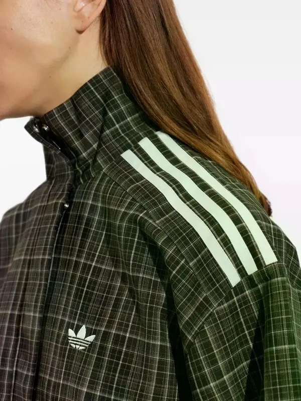 Adidas Check-pattern High-neck Track Jacket