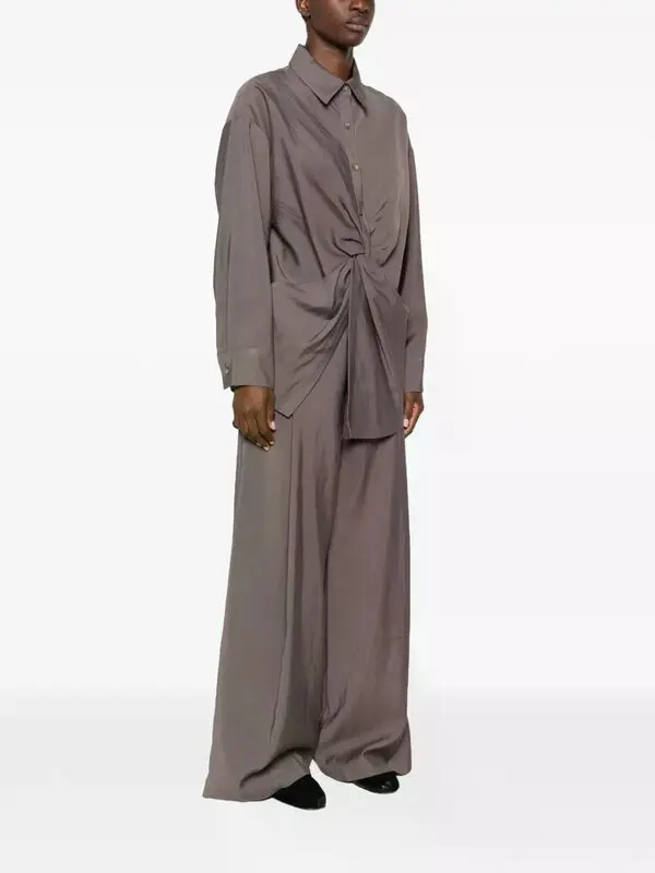 ELEH Knot-detail Long-sleeve Shirt - Grey
