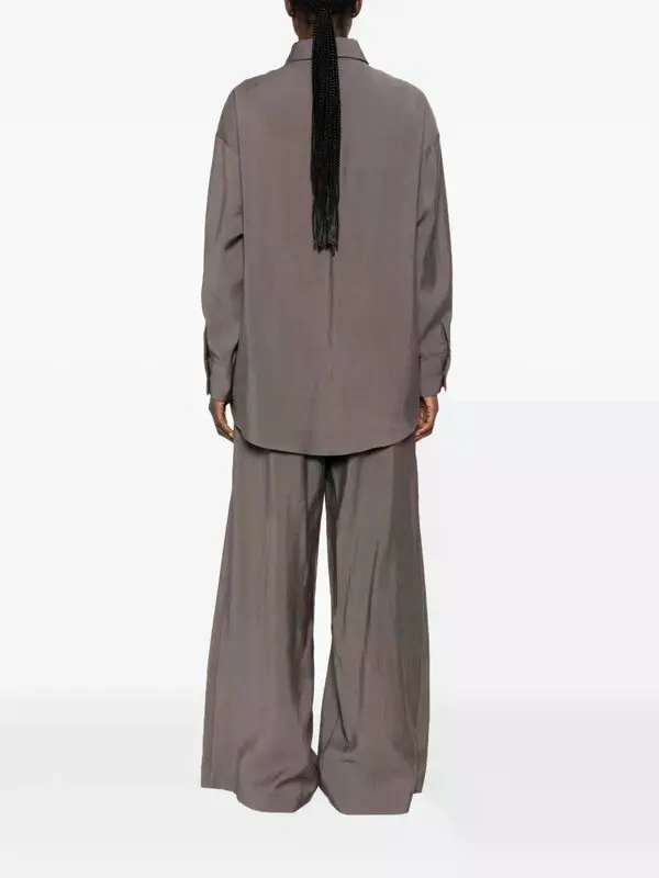 ELEH Knot-detail Long-sleeve Shirt - Grey