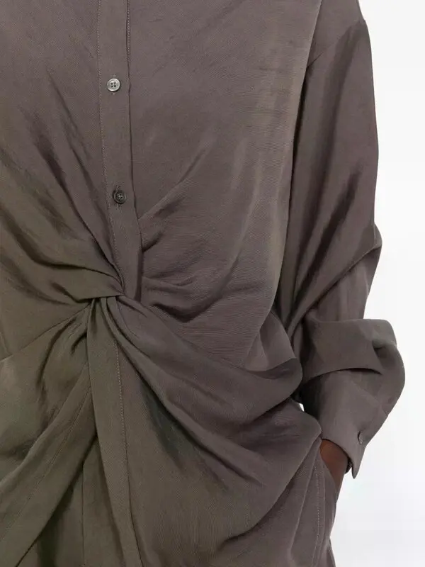 ELEH Knot-detail Long-sleeve Shirt - Grey