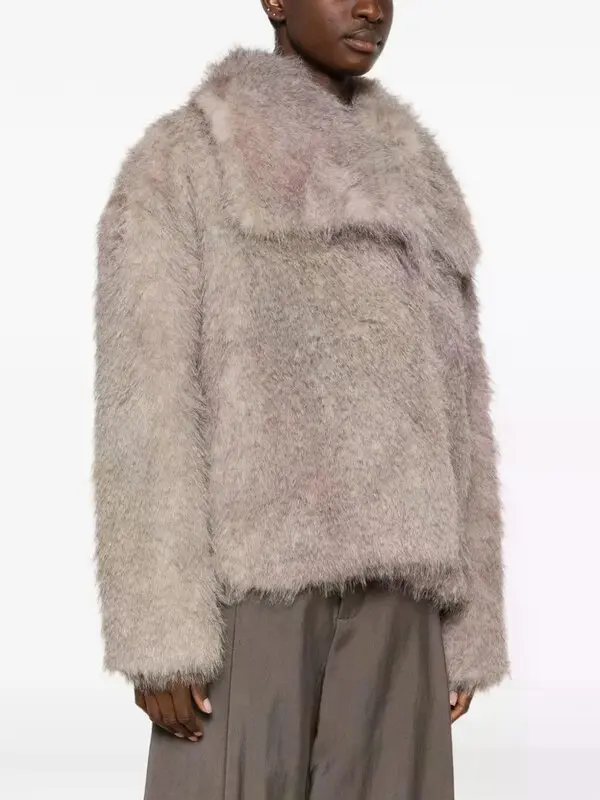 ELEH Fuzzy-texture Oversized-collar Jacket