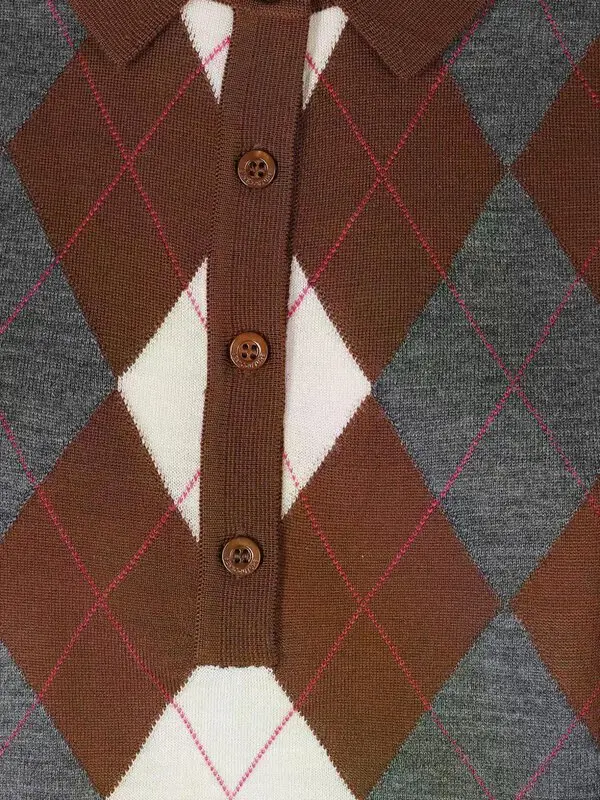 SEMICOUTURE Diana Argyle-knit Polo Shirt